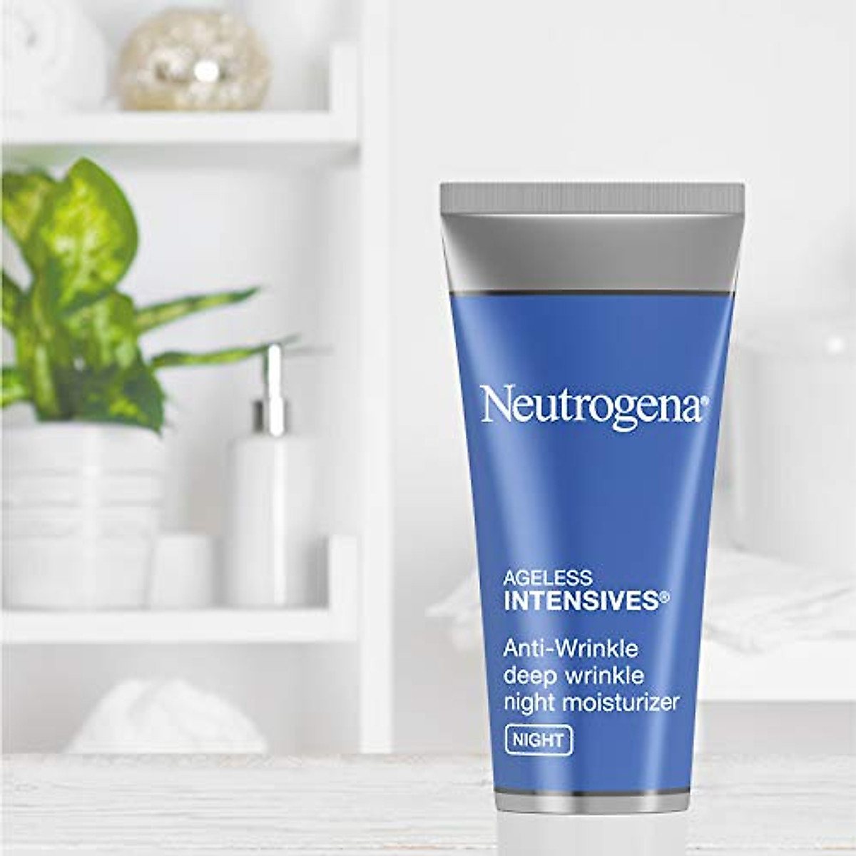 Neutrogena Ageless Intensives Anti-Wrinkle Retinol Cream with Hyaluronic Acid - Night Moisturizer Cream with Retinol, Vitamin E, Glycerin, Hyaluronic Acid, and Shea Butter, 1.4 oz