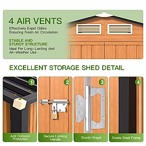 Florise Outdoor Storage Shed, 5x3 Ft Metal Steel Tiny House with Frame Floor & Lockable Door, Vertical Outside Storage Building for Garden, Backyard, Lawn, Patio Utility, Tool Storage
