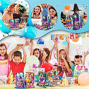 40PCS Happy Birthday Party Favor Gift Bags, Birthday Goodie Bags with Handles, Colorful Plastic Party Favor Wrapping Bag for Kids Birthday Party, Candy, Gift, Present, Parties, Princess, Girls, Boys, Adult