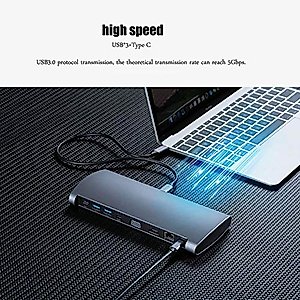 XUNMAIFHB Portable Docking Station, Typec Docking Station hdmi line Expansion USB Adapter USB3.0, HDMI, USB3.0 Type-C, TF&SD, VGA, DP, RJ45, 3.5mm Audio Microphone Fast Transmission
