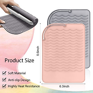 2 Pcs Heat Resistant Mat for Curling Iron Silicone Heat Resistant Pad Straightener Holder Flat Iron Mat Hair Styling Appliances Tools