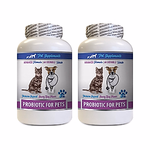 cat Diarrhea Remedy - PROBIOTICS for Pets - Dogs Cats - Bad Gas and Breath Treats - Advanced Immune Boost - cat probiotics Immune - 2 Bottles (120 Treats)