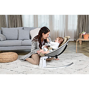Hot Mom New Baby Swing Bluetooth and Intelligence Timing Electric Baby Rocker Multiple Gears Seat Adjustment & Baby Chair(Sand)