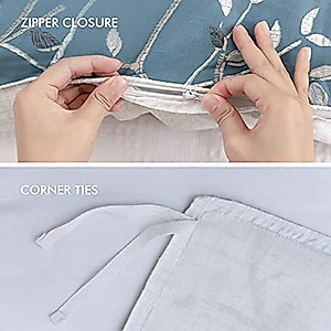 David's Home 100% Cotton Duvet Cover Set King Size, Natural Twigs Pattern Duvet Cover with Pillow Shams, 3pcs Ultra Soft and Breathable Comforter Cover Set, 106x90 Inches, Gradient Ombre Turquoise