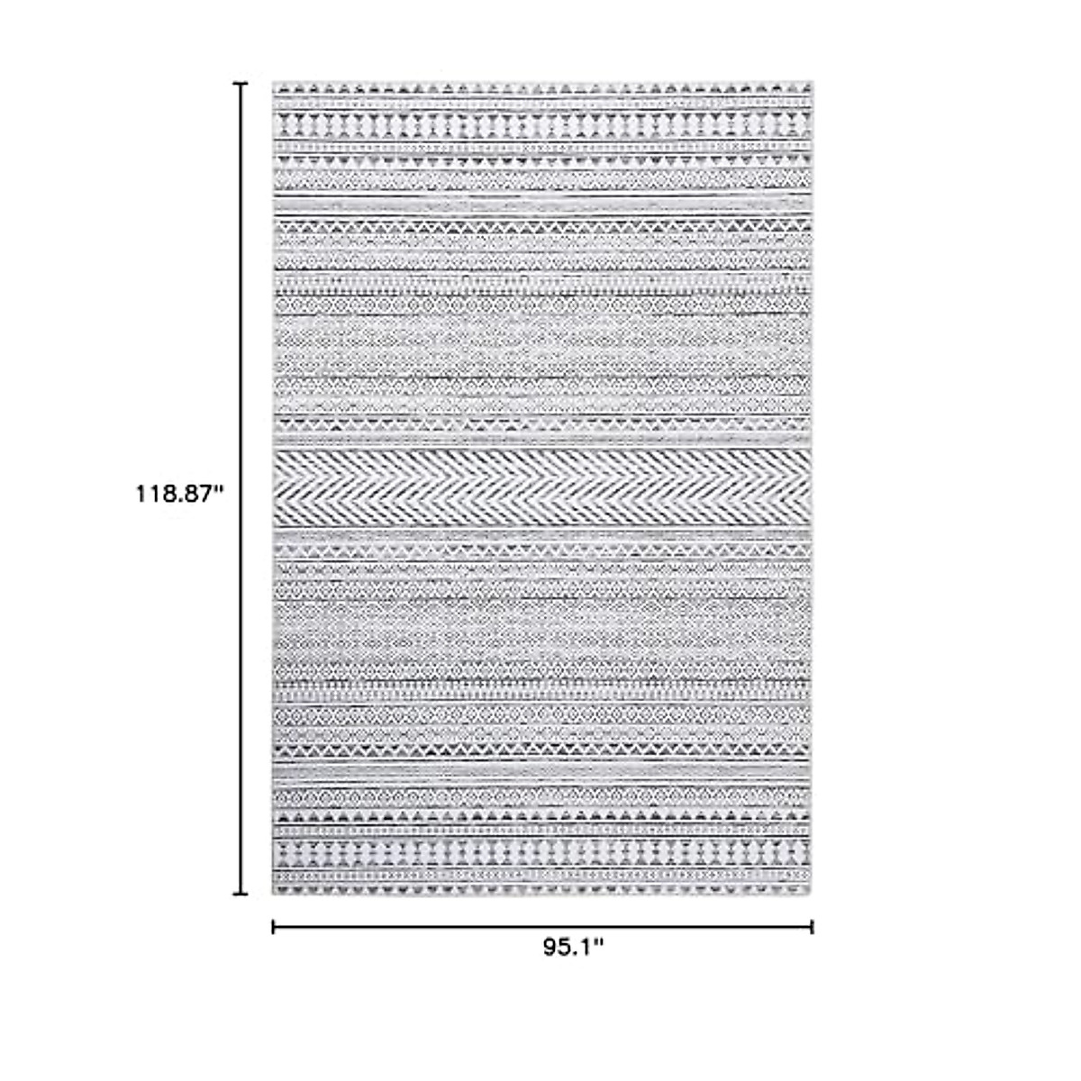 RUGSREAL Machine Washable Area Rug Boho Rug for Living Room Low Pile Non-Slip Rug Stain Resistant Area Rug for Bedroom Home Office, 8' x 10'