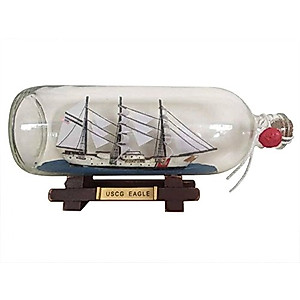 Hampton Nautical United States Coast Guard USCG Eagle Model Ship in A Glass Bottle, 9" , White,96 months to 600 months
