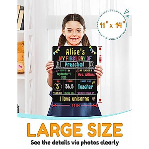 First & Last Day of School Chalkboard Sign (11x14 inches, Double-Sided), My Large Back to School Board, for Kids - Preschool, Kindergarten, 1st Grade Supplies