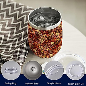 silichee 20 Oz Stainless Steel Wine Tumbler with Lid Drawn Ethnic Pattern Insulated Tumblers Vacuum Coffee Mugs for Hot and Cold Drinks,Coffee,Wine