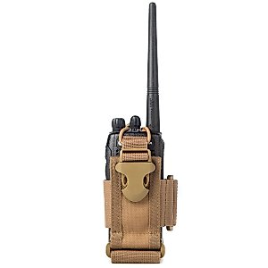 Tactical Radio Holder Radio Case Molle Radio Pouch Military Heavy Duty Radios Holster Bag for Two Ways Walkie Talkies Compatible with Bags/Packs/Duffels by LUITON (Tan)