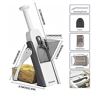 Jonscook Safe Veggie Chopper Vegetable Cutter, French Fry Cutter Onion Chopper Vegetable Slicer Fruit Cutter Dicer, Multifunctional Kitchen Gadgets Mandoline Food Slicer For Meal Prep - Gray