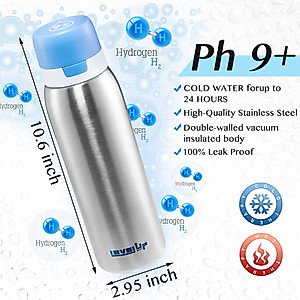 Level Up Way –25 Ounce Premium Stainless Steel Water Bottle with Filter – BPA Free - Travel Essentials - Alkaline Water Filter pH 9+ (Blue)