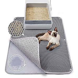 Fostanfly Cat Litter Mat, Large Urine Proof Litter Box Mat, Double Layer Easy Clean Machine Washable Litter Trapping Mat, Waterproof Leakproof Anti-Slip, Scatter Control Kitty Litter Mats for Floor…