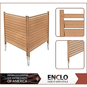 Enclo Privacy Screens EC18011 4ft H x 3ft W Waverly Outdoor Privacy Fence Panel Screen No Dig WoodTek Vinyl Louvered Kit (2-Pack), Cedar Color