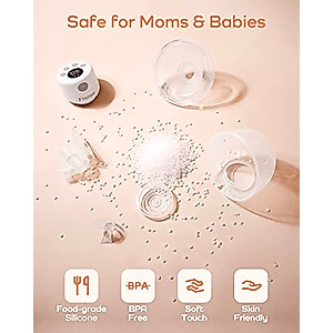 Fisroa Hands Free Breast Pump, Double Wearable Breast Pumps for Breastfeeding, Electric Portable Wireless Breast Extractor with 2 Modes & 9 Levels Low Noise, LCD Display and Memory Function