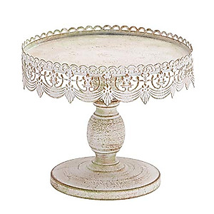 Deco 79 Metal Cake Stand with Lace Inspired Edge, 10" x 10" x 9", White