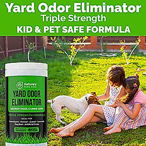 "Nature's Pure Edge,Yard Odor Eliminator. Perfect For Artificial Grass, Patio, Kennel, and Lawn. Instantly Removes Stool and Urine Odor. Long Lasting. Kid and Pet Safe.