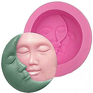 Silicone Molds Circular, Sun and Moon Craft Art Silicone Soap Mold, face Shape Craft Molds DIY Handmade Cake Molds - Soap Making Supplies by JYEOUX