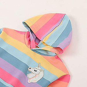 WELAKEN Rainbow Sweatshirts with Unicorn for Girls Toddler & Kids II Little Girl's Pullover Tops Cotton Hoodies 6-7 Years