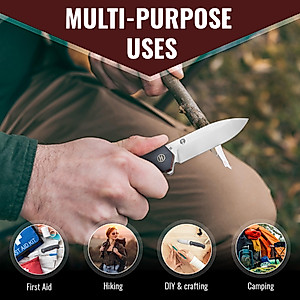 Holtzman's Gorilla Survival 'Wild Trail' Folding Knife featuring D2 Steel Blade with G10 Tactical Handle in Gift Box Set (Silver+Red)