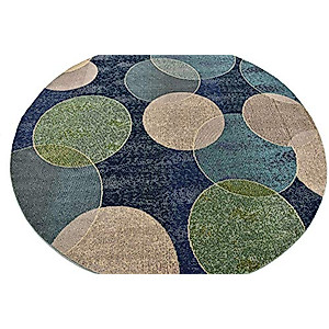 Unique Loom Chromatic Collection Modern Bokeh & Vibrant Abstract Area Rug for Any Home Décor, 8' 0" x 8' 0", Navy Blue/Beige
