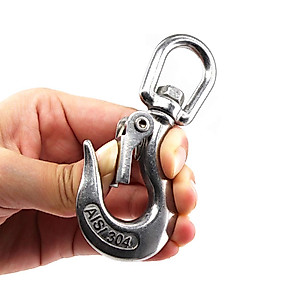 304 Stainless Steel Swivel Eye Lifting Hook American Type Safety Hook Rigging Accessory with Round Eye Working Load 1000 KG 3/8"