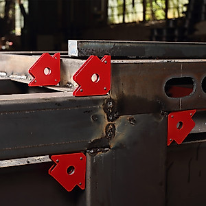 MANUSAGE 4pcs 3" 25lb Welding Magnet Arrow Welding Magnets and Clamps Magnetic Arrow Welder Metal Working Mig Tools and Equipment 45° 90° 135° Angle Magnet Holder, Red,Black