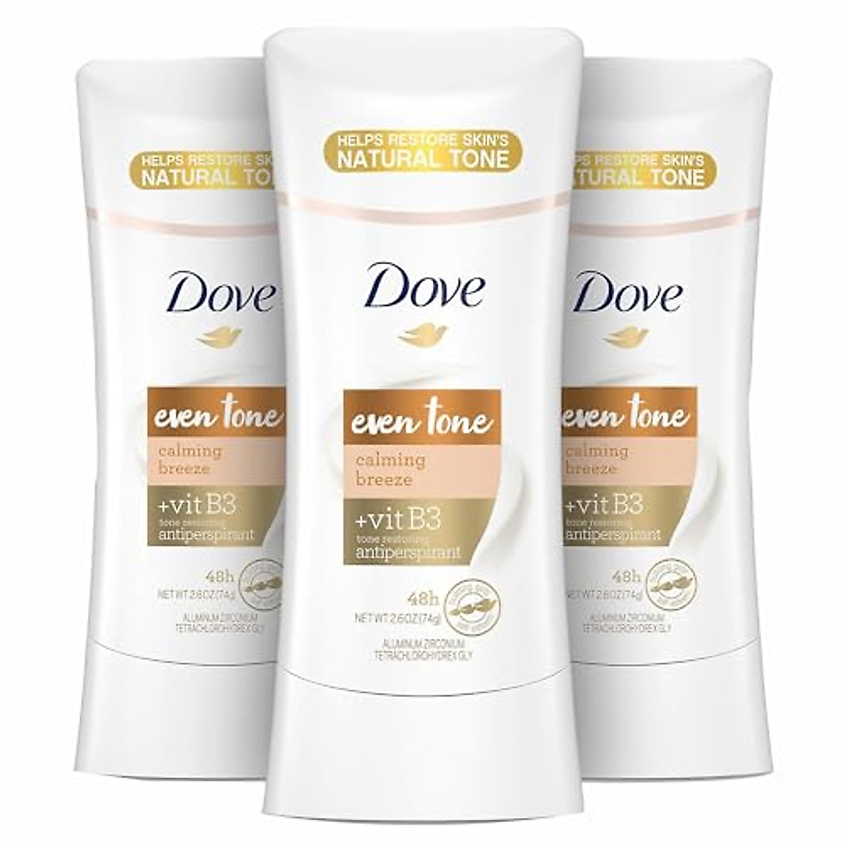 Dove Even Tone Antiperspirant Deodorant Stick Apple Blossom & Mango Butter 3 Count For Uneven Skin Tone 2.6 oz