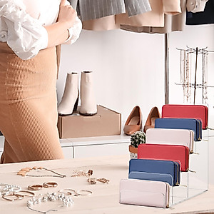 DOITOOL 6-Tier Purse Display Stand,Acrylic Display Riser Shelf Wallet Organizer,Handbag Display Stand Holder,Perfume Organizer Clear Retail Display Stands