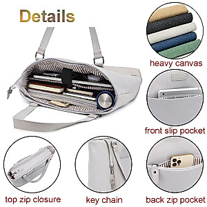 Large Tote Bags for Women 15.6 Inch Laptop Bag Lightweight Canvas Professional Work Briefcase