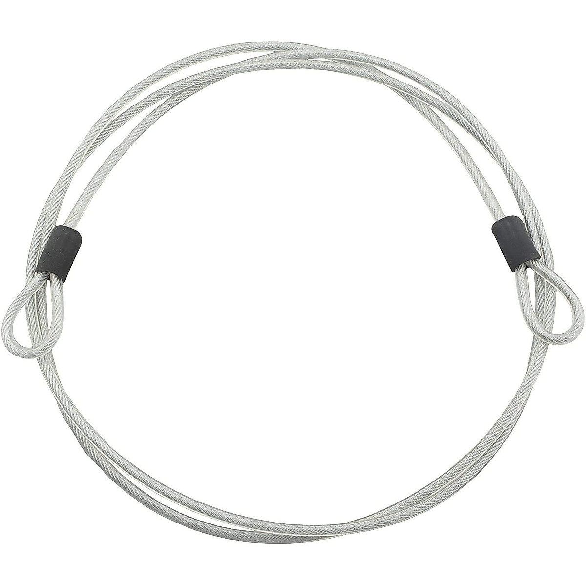 WANLIAN Safety Steel Cable, Double-Loop Braided Steel Flexible Lock Cable, toroidal Bicycle Security Cable, Vinyl-Coated Braided Steel, 200 cm Long for U-Locks, Padlocks&disc Locks, Silver