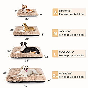 JOEJOY Large Dog Bed Crate Pad, Ultra Soft Calming Dog Crate Bed Washable Anti-Slip Kennel Crate Mat for Extra Large Medium Small Dogs, Dog Mats for Sleeping and Anti Anxiety, 35" x 23", Beige