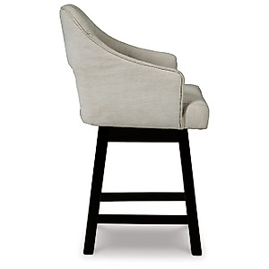 Signature Design by Ashley Tallenger 25" Upholstered Swivel Counter Height Bar Stool, 2 Count, Beige & Dark Brown