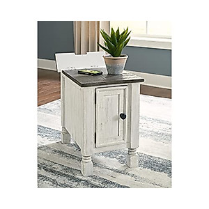 Signature Design by Ashley Havalance French Country Chair Side End Table, White & Gray
