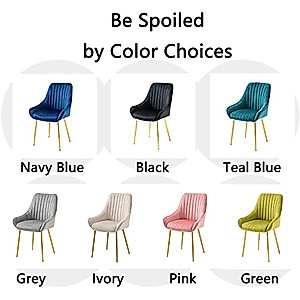 Dolonm Modern Living Dining Room Accent Chair Velvet Mid-Century Upholstered Side Chair with Gold Metal Legs Leisure Club Armchair (Grey)