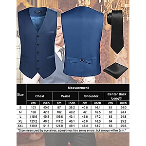 COOFANDY Mens 3 Piece Vest Set Casual Business Waistcoat Suit with Tie Hankie