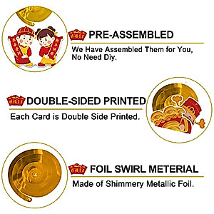 36 PCS Chinese New Year Decorations Hanging Swirls - 2023 Year of The Rabbit Ceiling Hanging for Home Office - Happy Lunar New Year Party Swirl Decor, NYE Party Decorations Supplies