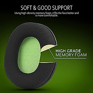 Krone Kalpasmos Upgraded Replacement Earpads for ATH M50X / M40X / M30X / MSR7 - Fits Audio Technica M Series, SteelSeries Arctis 3/5 / 7 / 9X & Pro, Breathable Fabric & Memory Foam, Green