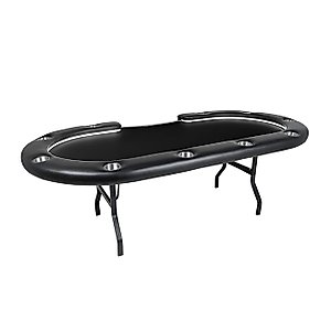 BBO Poker Aces Pro Alpha Lighted Folding Poker Table for 10 Players with Felt Playing Surface, 96.5-Inch Oval (Black)