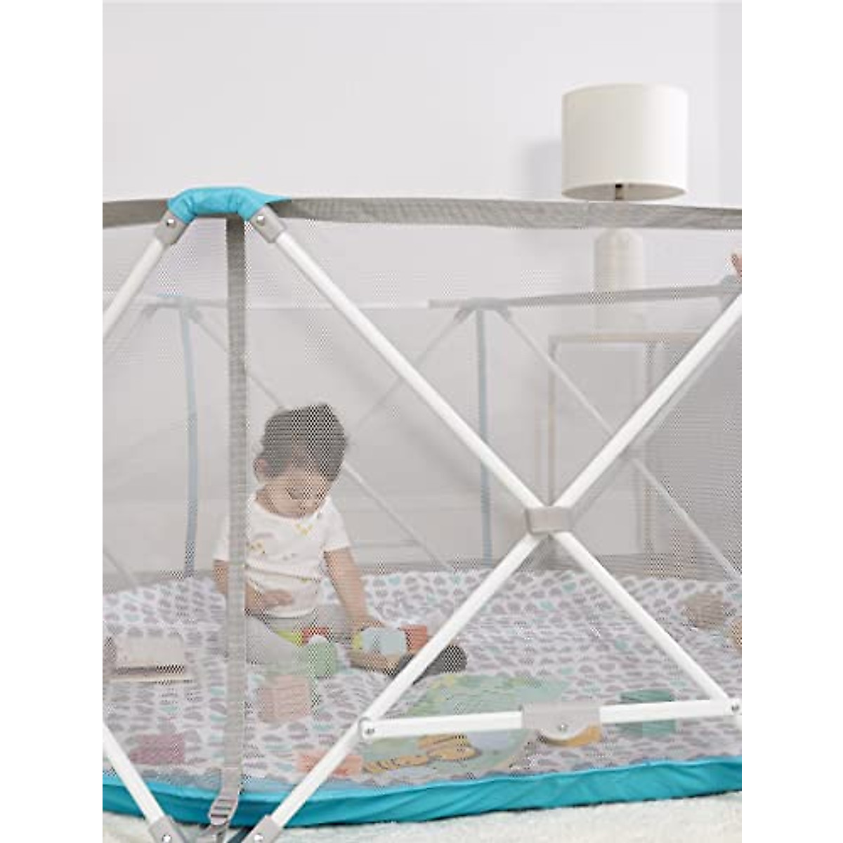 Regalo My Portable Play Yard Extra Large Deluxe with Removable Pad, Indoor and Outdoor, Bonus Kit, Teal, 8-Panel