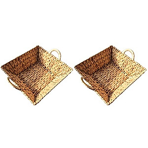 LUOZZY 2pcs Storage Basket Straw Woven Basket Desk Organizer Decorative Basket Sundries Holder for Home