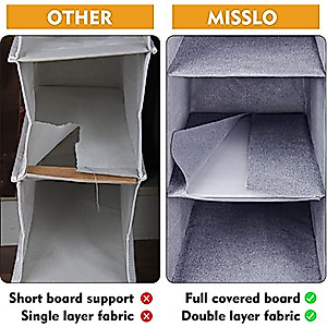 MISSLO 10-Shelf Hanging Shoe Organizer for Closet Organizers and Storage Shelves Hat Rack for Closet with 10 Side Mesh Pockets for Shoes, Caps, Scarves, Folded Clothes and Toys, Grey