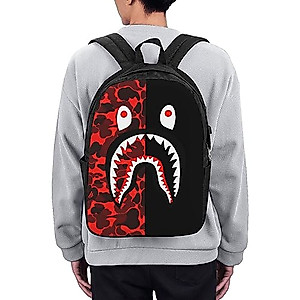 Zwdofzy Shark Camo Kids Backpack Travel Laptop Bookbag Big Capacity School Backpack Gift for Boys Girls