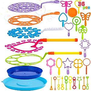 Sloosh 36 Packs Big Bubble Wands Set, 20" Giant Bubble Wand Toys with Tray Bulk, Large Bubble Maker for Kids Adults, Summer Toys, Birthday Party Favors, Outdoor Activities