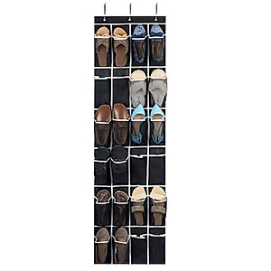 ZOBER Over The Door Shoe Organizer - 24 Breathable Pockets, Hanging Shoe Holder for Maximizing Shoe Storage, Accessories, Toiletries, Laundry Items. 64in x 18in