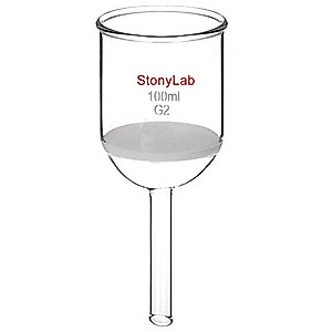 StonyLab Borosilicate Glass Buchner Filtering Funnel with Medium Frit(G2), 56mm Inner-Diameter, 60mm Depth (100ml)