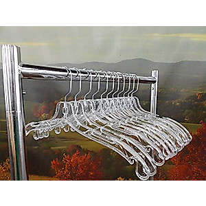 NAHANCO 505MG Plastic Shirt Hanger, Middle Heavy Weight, 17", Clear with Molded Rubber Grippers and Chrome Hook, Clear (Pack of 100)