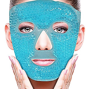 Cold Face Eye Mask Ice Pack Reduce Face Puff,Dark Circles,Gel Beads Hot Heat Cold Compress Pack,Face SPA for Woman Sleeping, Pressure, Headaches, Skin Care[Blue]