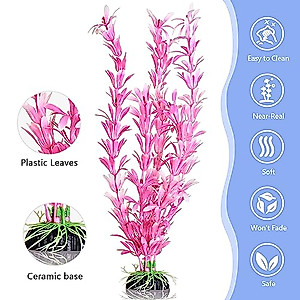 Fishdance Aquarium Plants, Artificial Fish Tank Decorations Decor Plastic Plants Set 23 Pcs