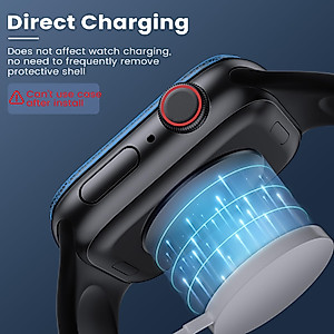 WSKEN for Apple Watch Screen Protector 45mm Series 9 8 7, Titanium Alloy Frame + 9H Tempered Glass, [Keep Original] [Touch Sensitive] Lightweight Protective Glass for iwatch 45mm 2 Pack,Black