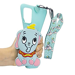 Yewos Coin Purse Case Case Compatible with Samsung Galaxy A12 5G Cute 3D Animals Elephant Cartoon Soft Light Blue Silicone Wallet Case with Wrist Strap,Cool Kawaii Funny Kids Teens Girls Cover